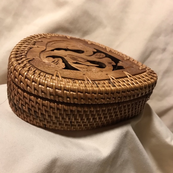 Accents | Vintage Teak Willow Rattan Woven Small Basket | Poshmark